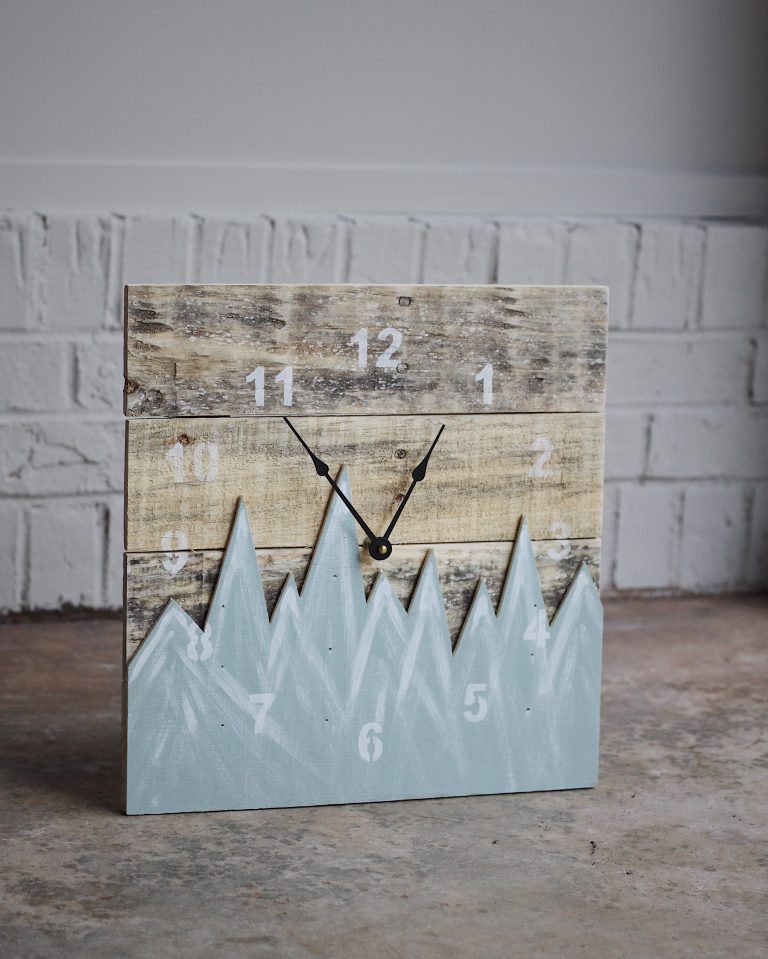 Original Reclaimed Pallet Clock - Mountains