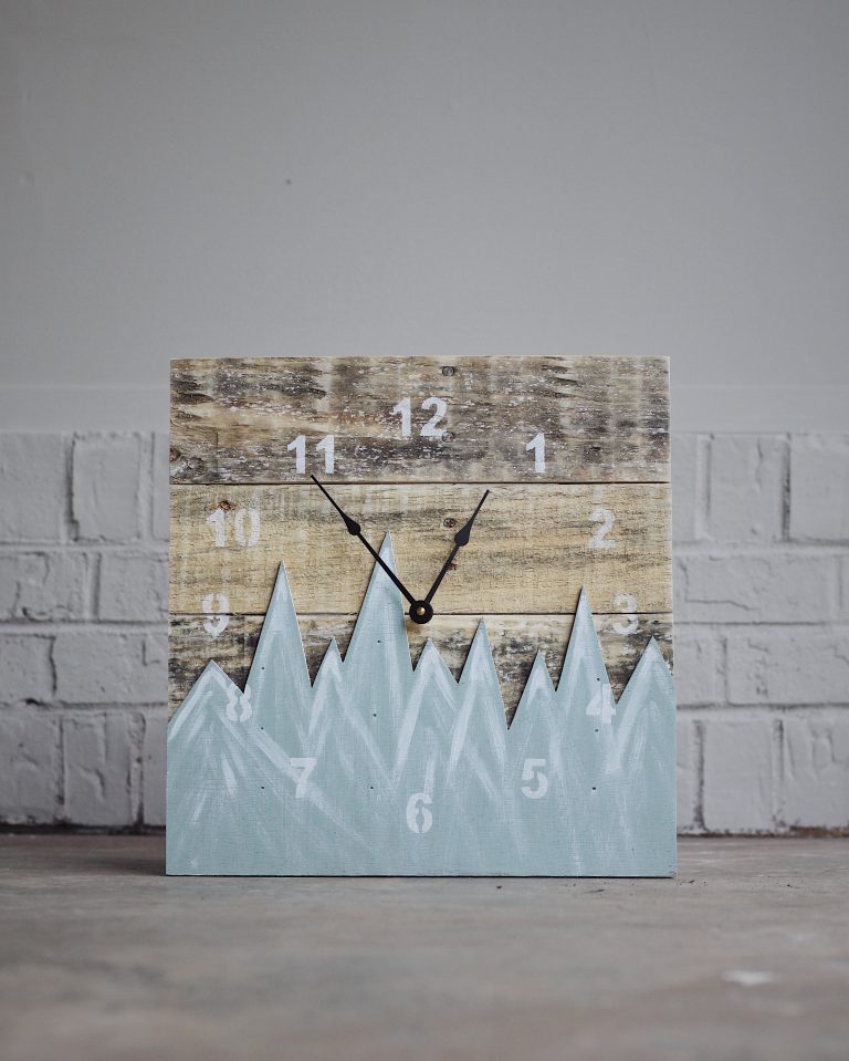 Original Reclaimed Pallet Clock - Mountains