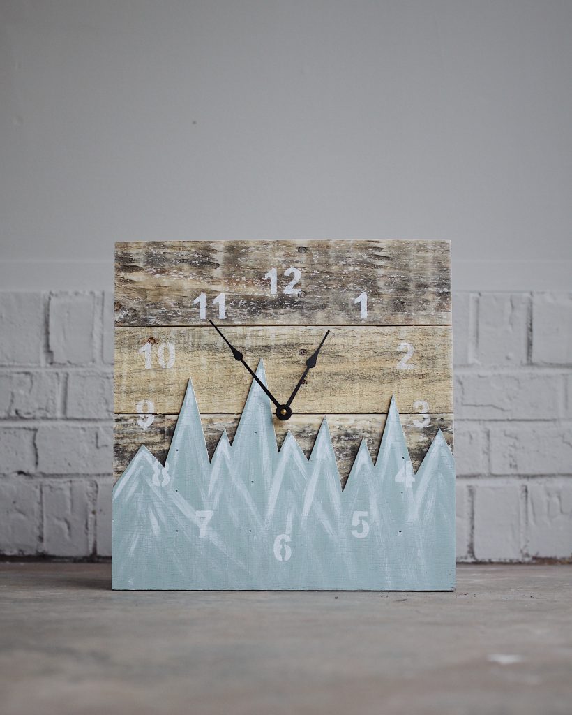 Original Reclaimed Pallet Clock - Mountains